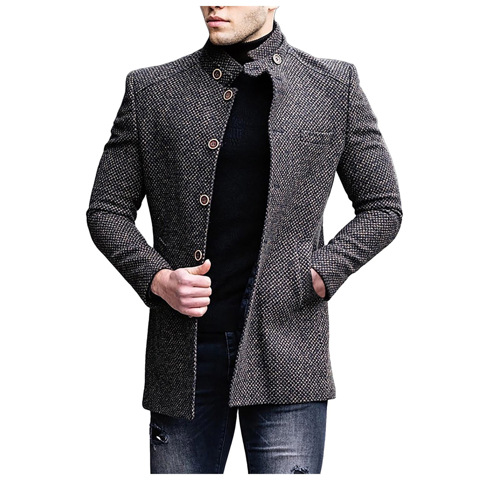 Men's Business Casual Chinese Jacket Front Button Blazer Traditional ...