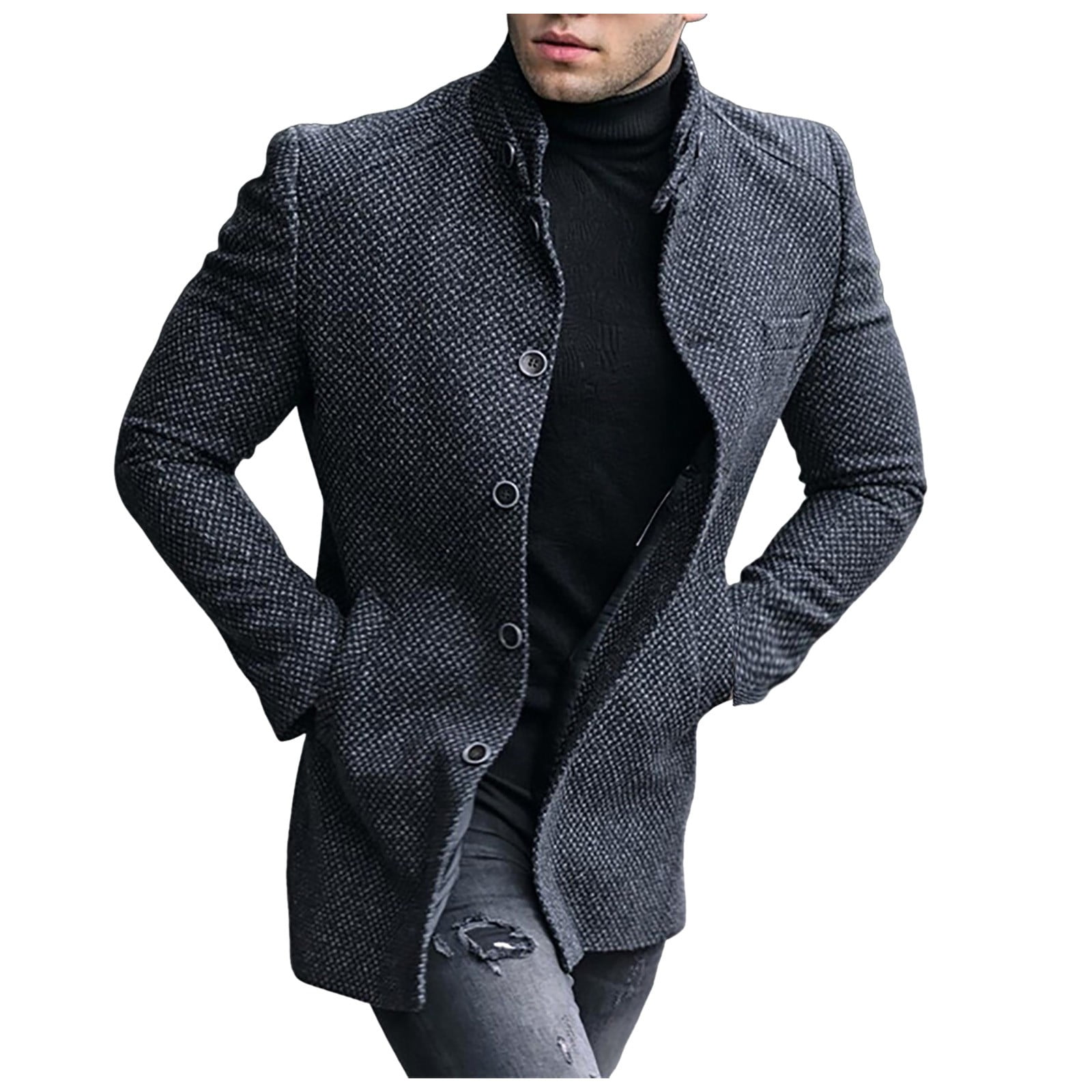 Men's Business Casual Chinese Jacket Front Button Blazer Traditional ...