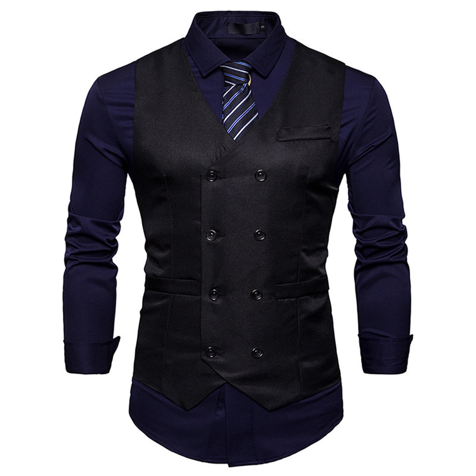 Men's Business Formal Suit Vest Double-breasted Dress Suits Blazer V ...