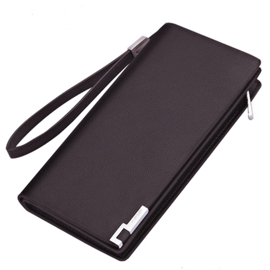Men's Business PU Leather Long Wallet Pocket Credit Card Holder Clutch ...