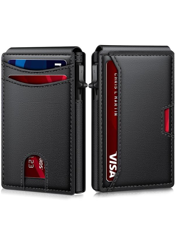 Men's Business Style Plain Color Card Holder, Rfid Blocking Automatic ...