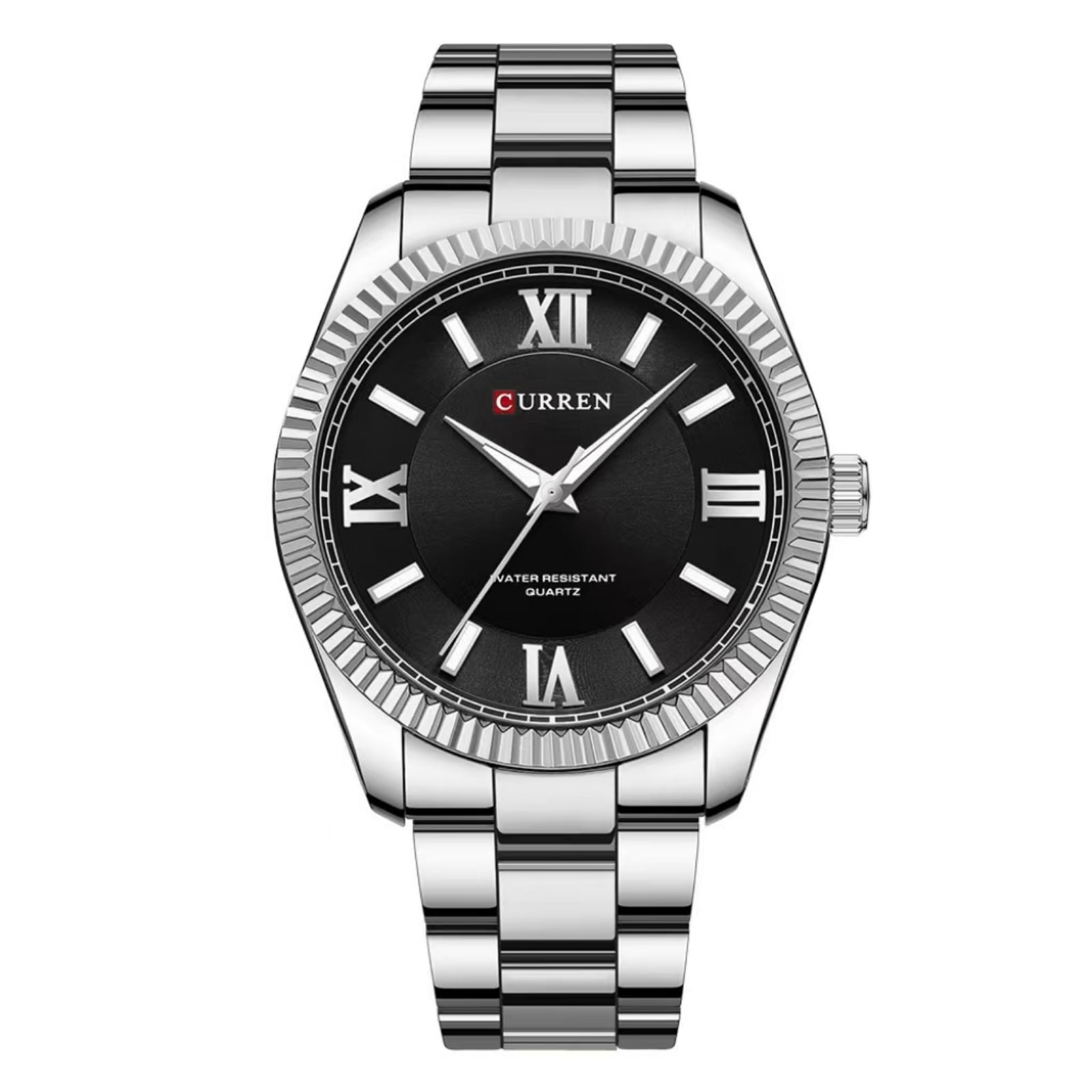 Men's Business Watches Roman Scale Quartz Watch Luminous Steel Strap ...
