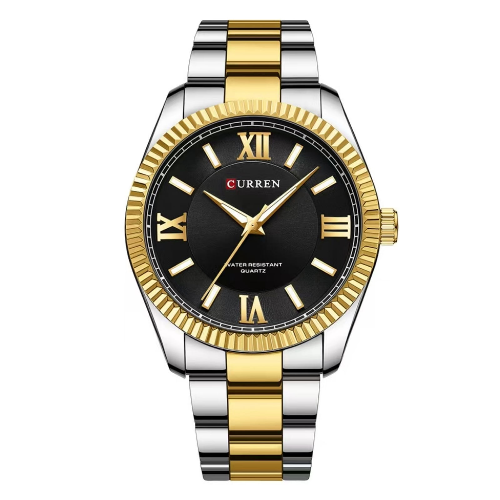 Men's Business Watches Roman Scale Quartz Watch Luminous Steel Strap ...