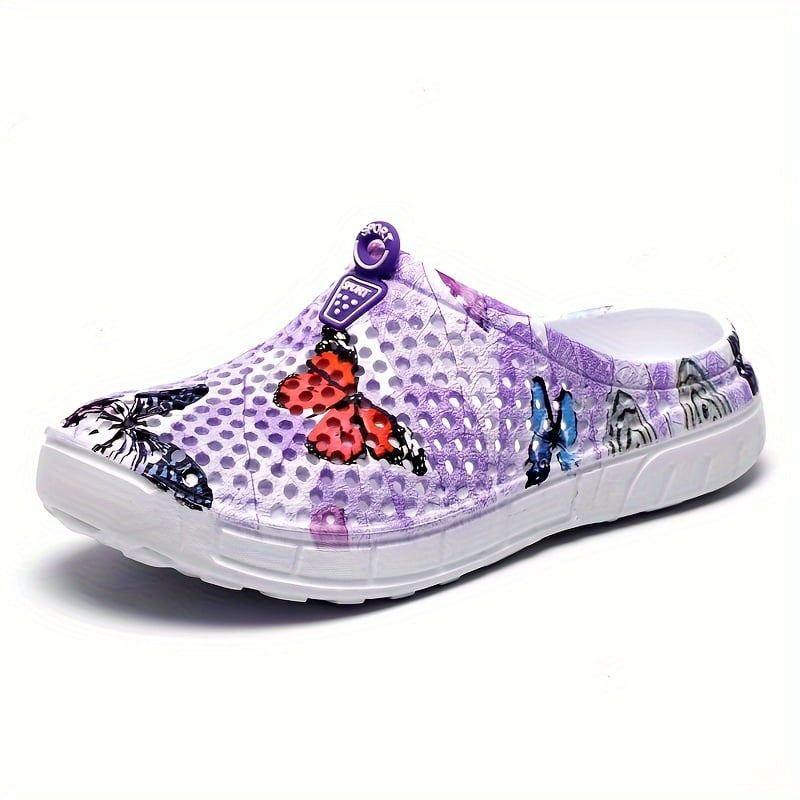 Men's Butterflies Pattern Print Clogs Garden Clogs, Slip-on Closed Toe ...
