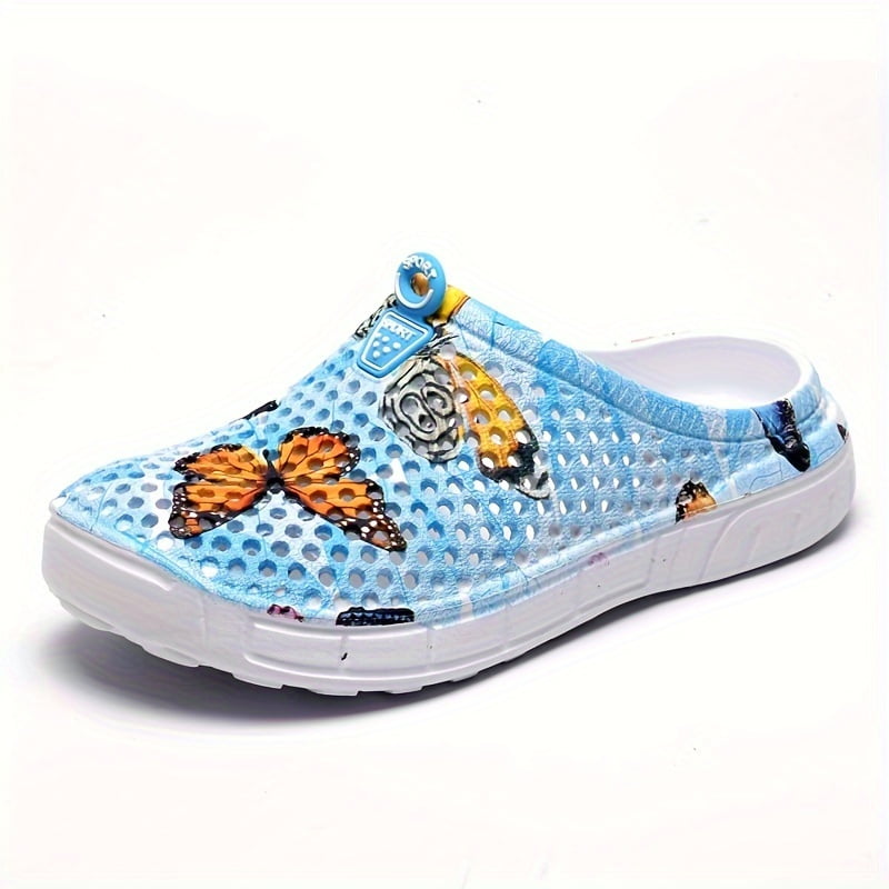Men's Butterflies Pattern Print Clogs Garden Clogs, Slip-on Closed Toe ...