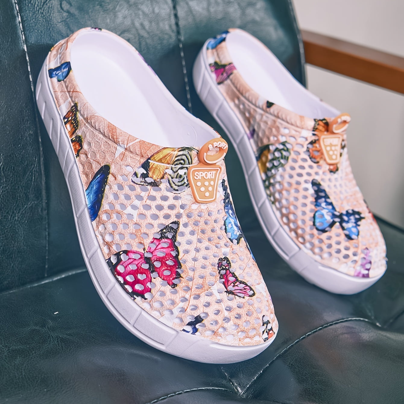 Men's Butterflies Pattern Print Clogs Garden Clogs, Slip-on Closed Toe ...