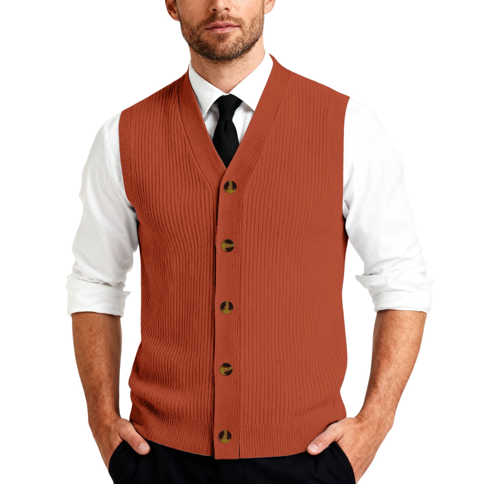 Men's Button Down Sweater Vest Lightweight Knitted V-Neck Sleeveless ...