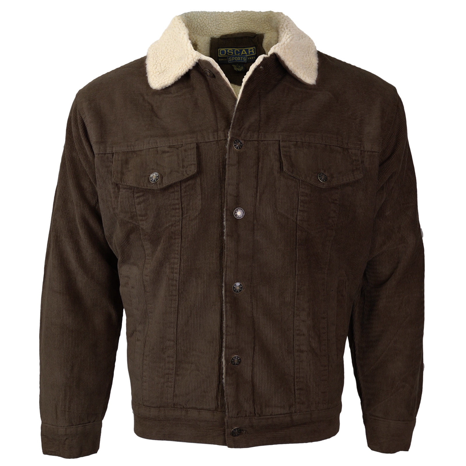 Men's Button Up Lined Corduroy Trucker Jacket (Dark Brown,XL) - Walmart.com