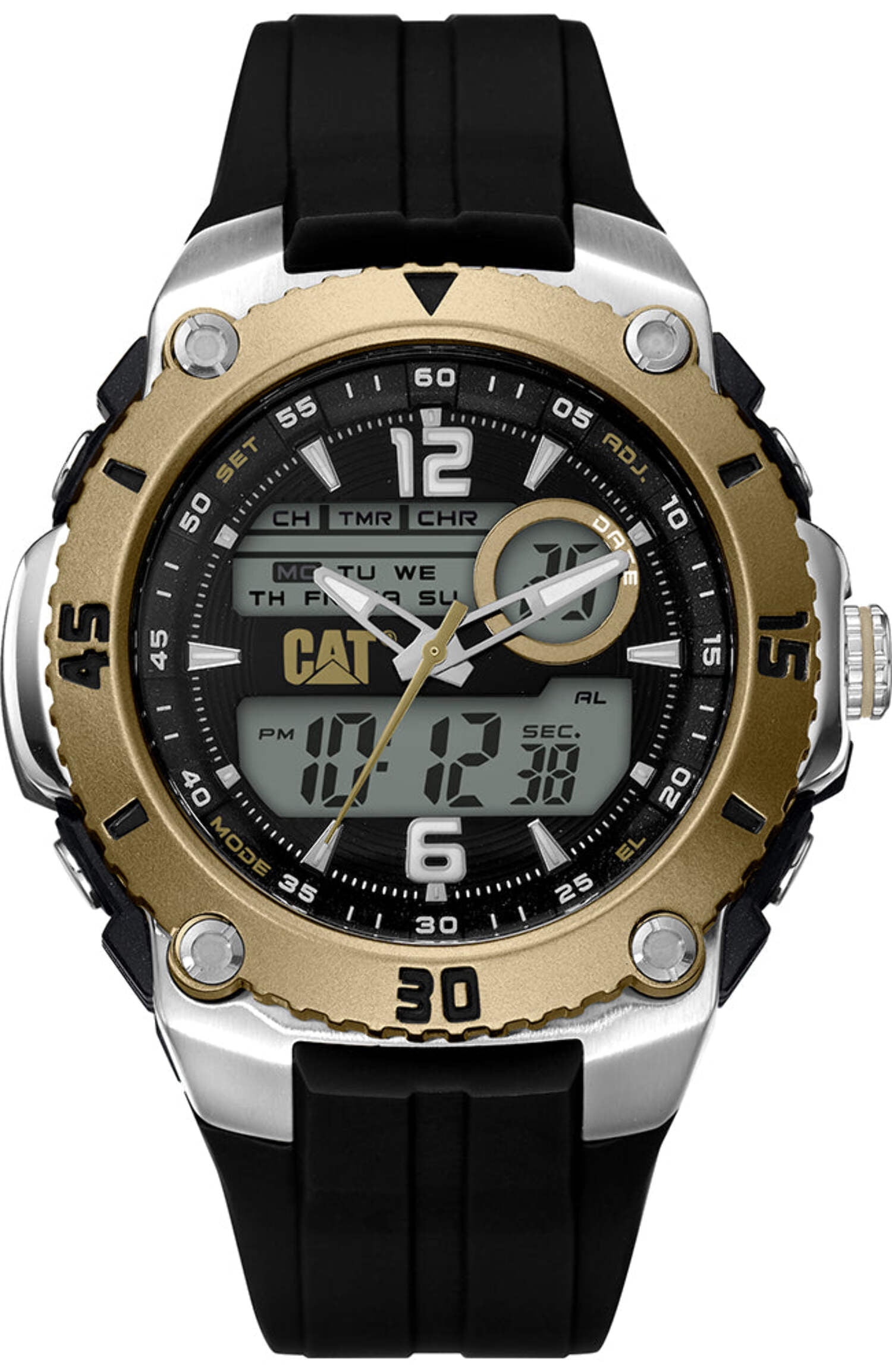 Men's CAT Caterpillar Sportica Gold Analog Digital Dial Watch ...