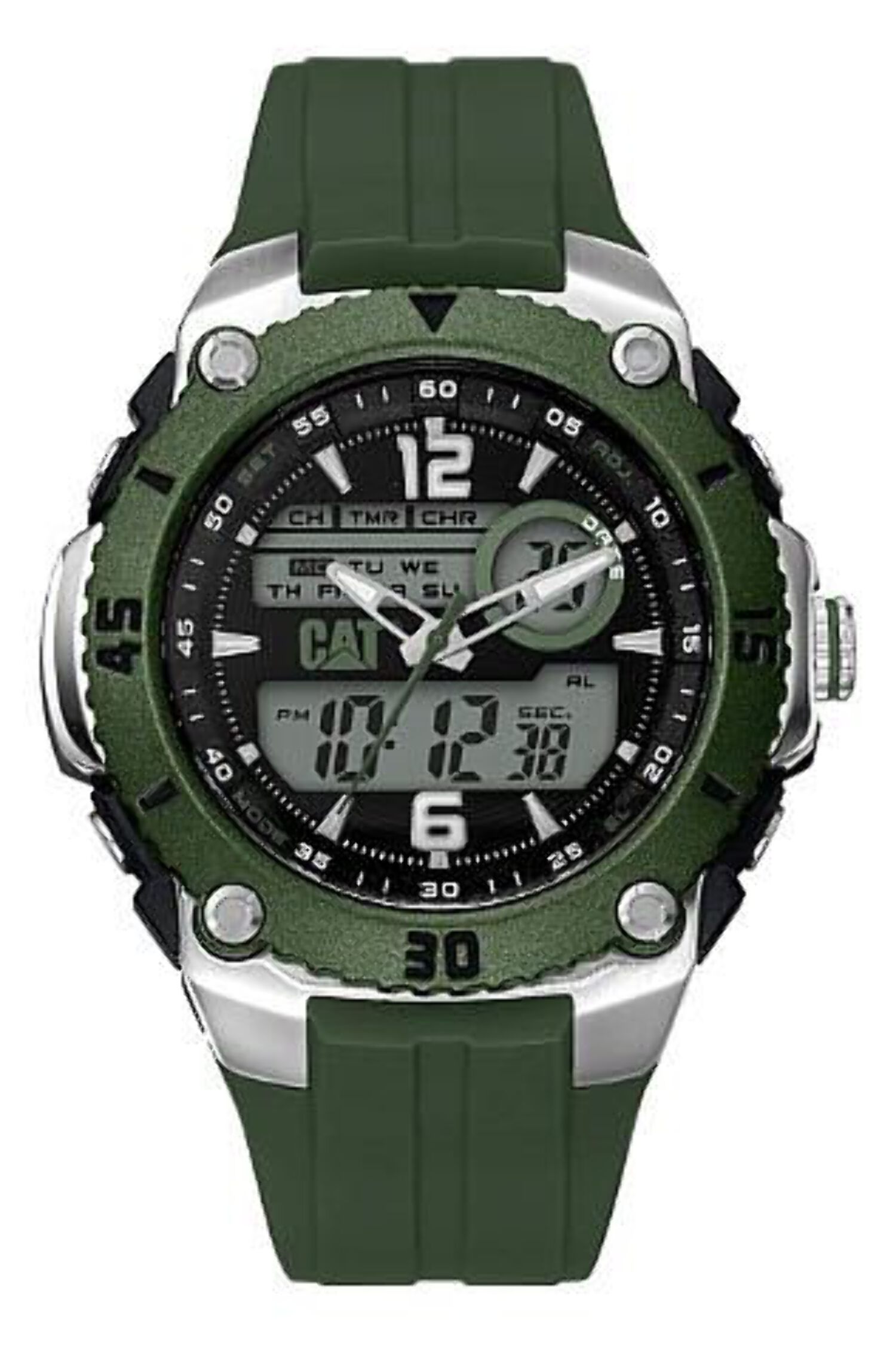 Men's CAT Caterpillar Sportica Khaki Analog Digital Dial Watch ...