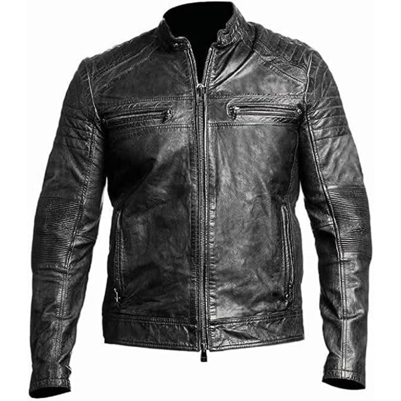 Men's Cafe Racer Leather Jacket Lambskin Leather Open Bottom Jacket ...