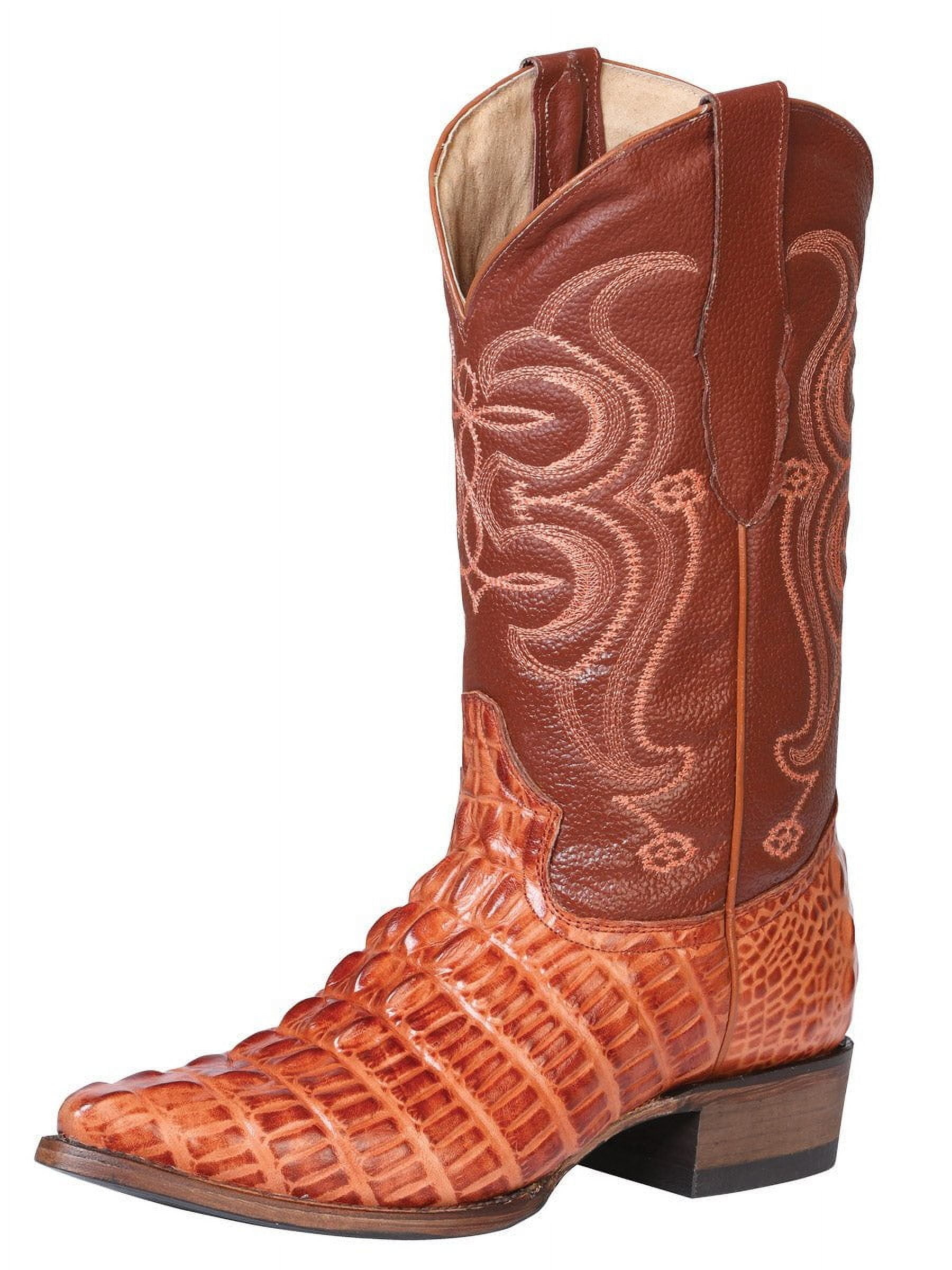 Men's Caiman Tail Print Leather Cowboy Boots 'El Señor de los Cielos ...