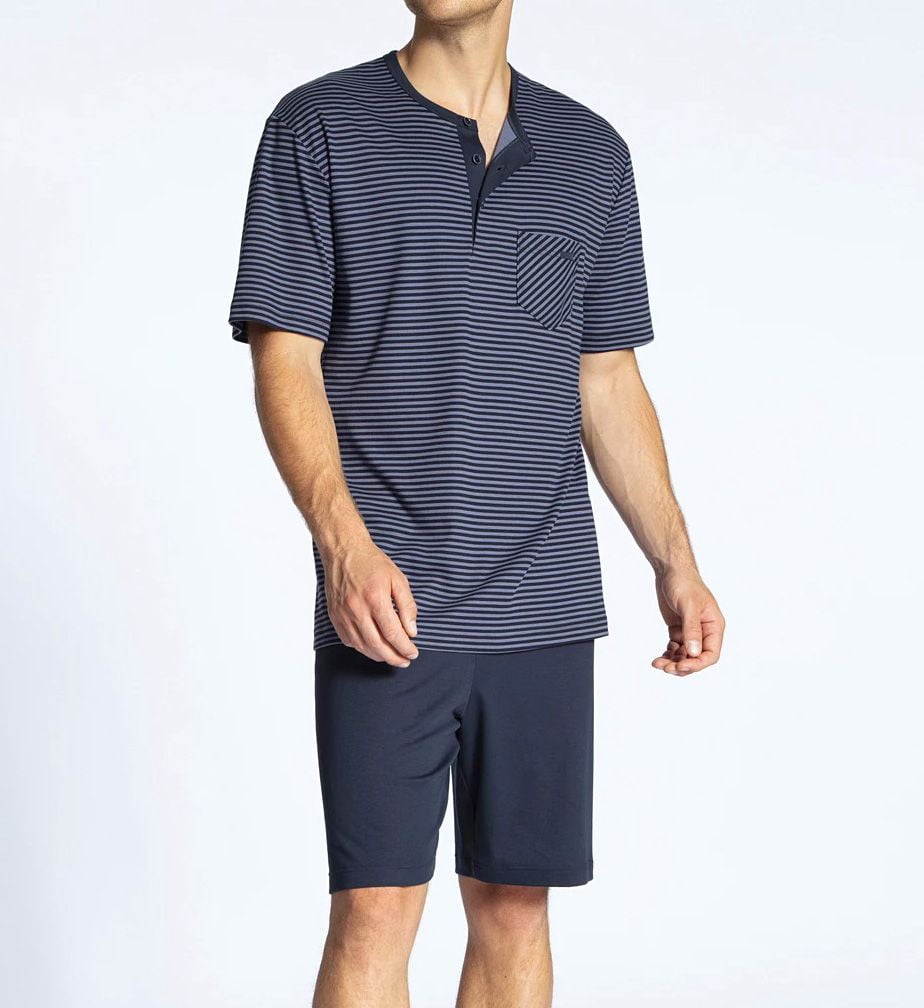 Men's Calida 41367 Relax Streamline Pajama Short Set (Dark Sapphire 2XL ...
