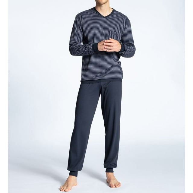Men's Calida 41767 Relax Streamline Pajama Jogger Set (Dark Sapphire S ...