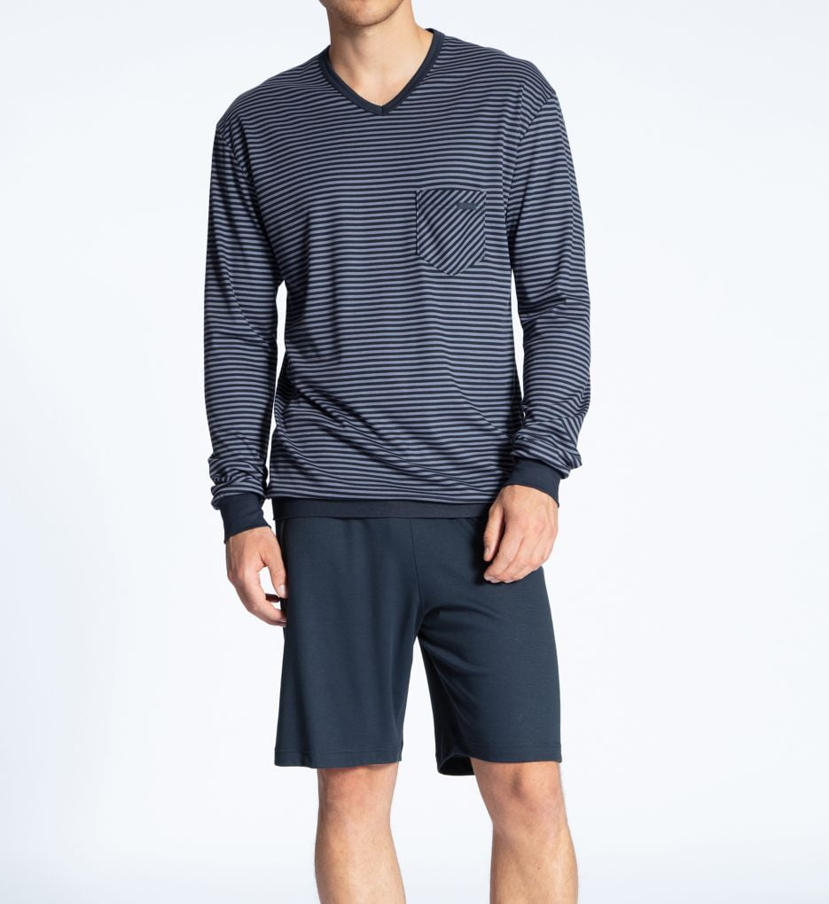Men's Calida 41867 Relax Streamline Pajama Short Set (Dark Sapphire M ...