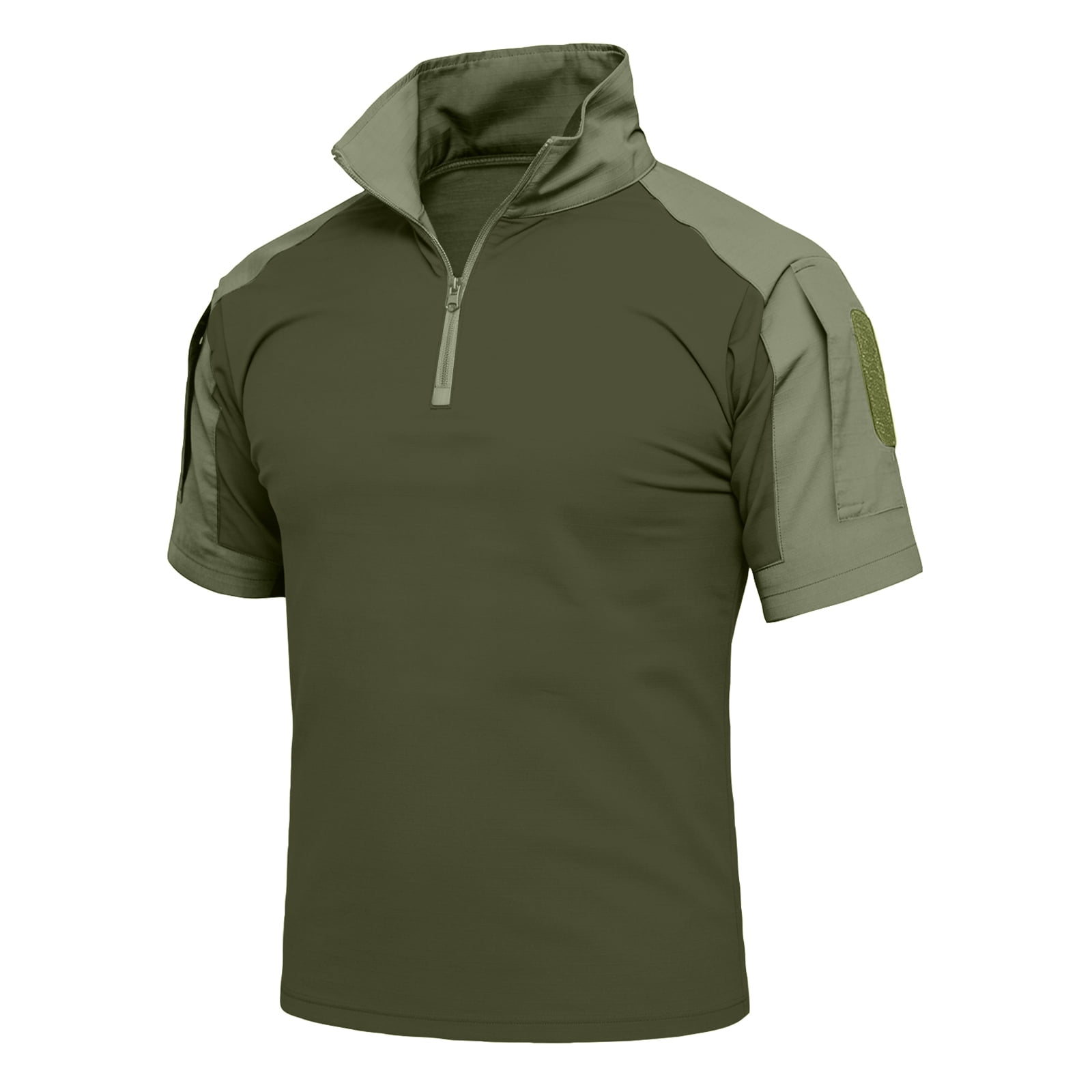 Men's Camouflage Print Short Sleeve Zipper Polo Shirt, Casual Fashion ...