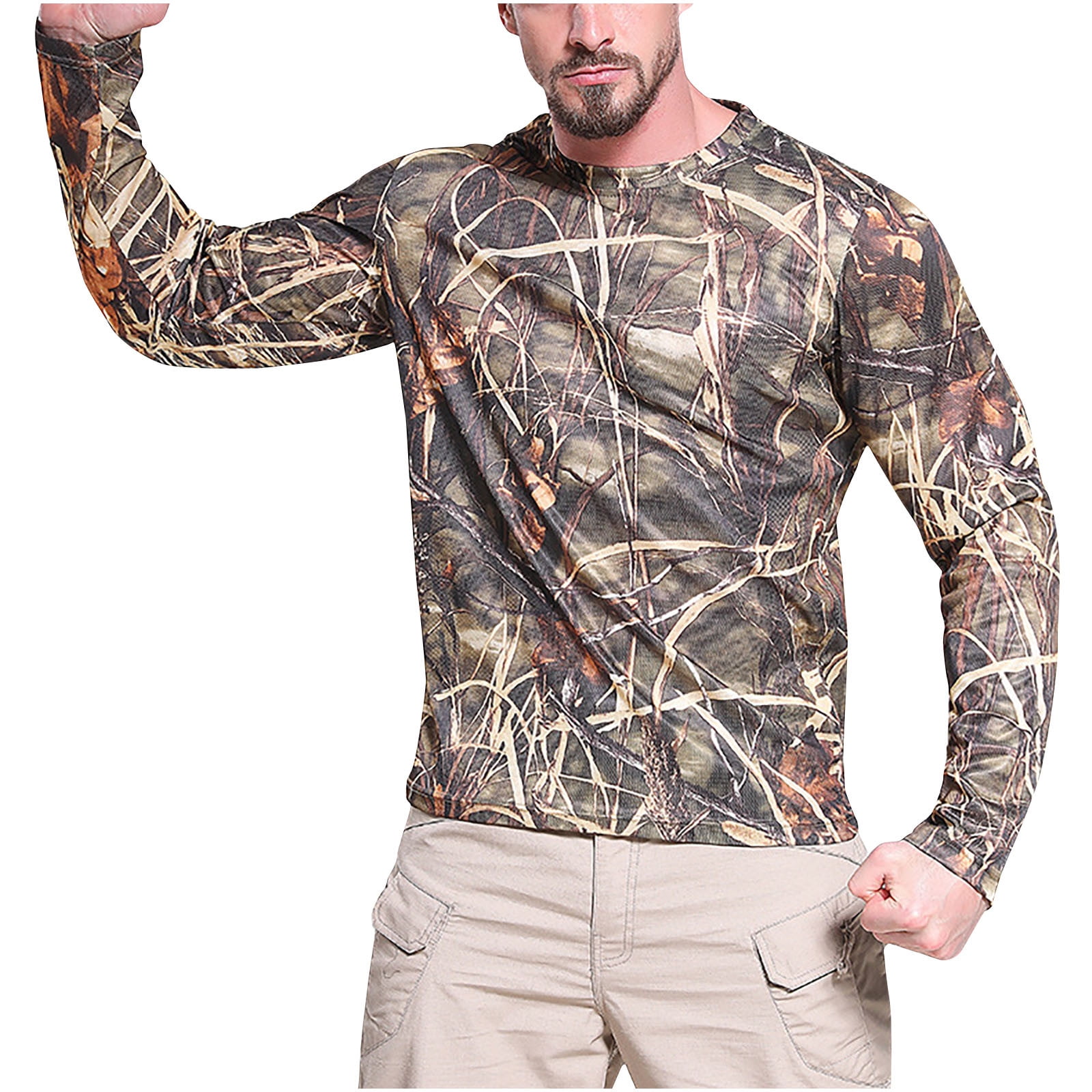 Men's Camouflage Quick Dry Sun Shirts UPF 50+ Sun Protection Long ...