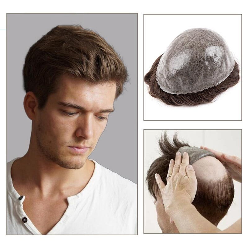 Men's Capillary Prosthesis Knotless Invisible Base Mens Toupee Human ...