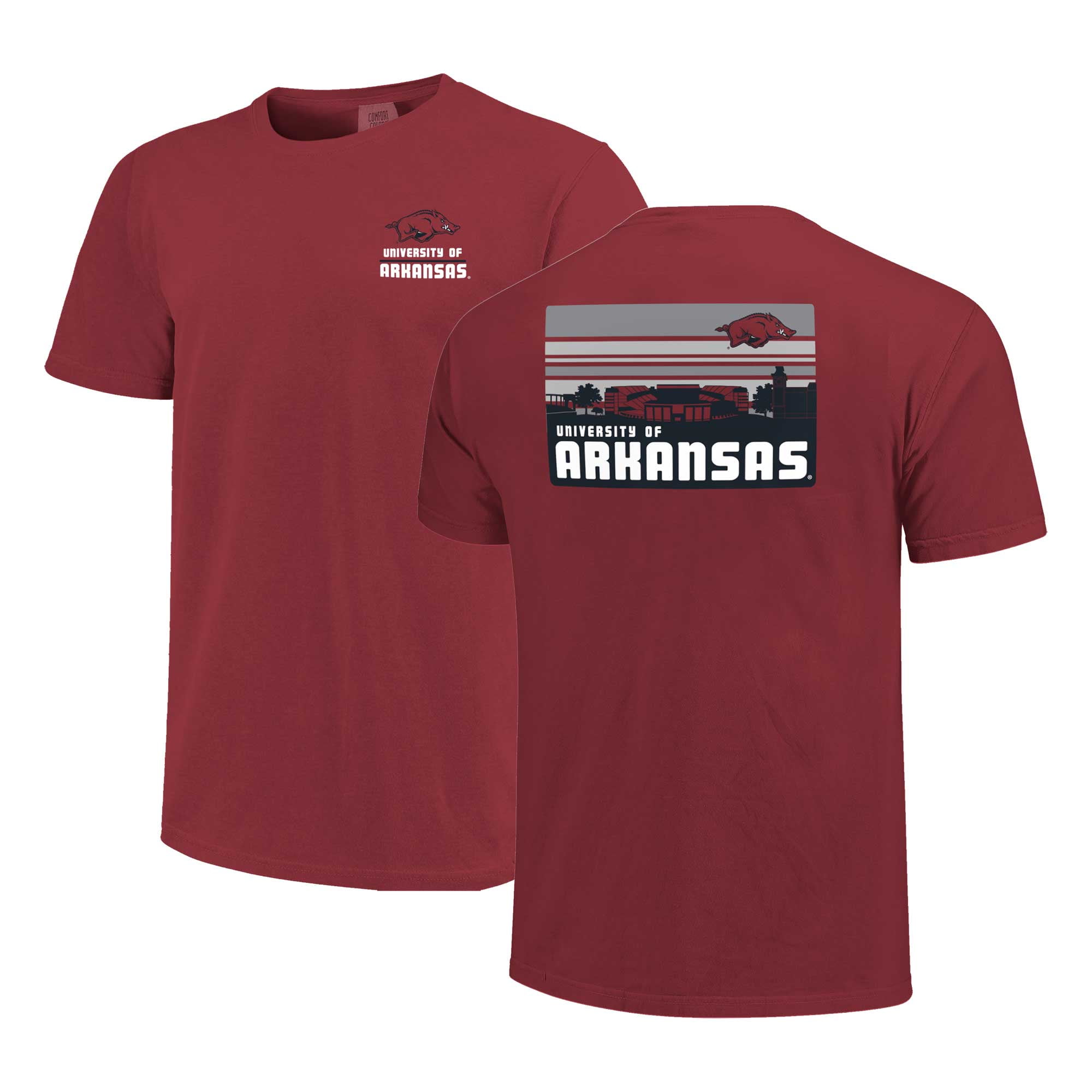 Men's Cardinal Arkansas Razorbacks Striped Campus Skyline T-Shirt ...