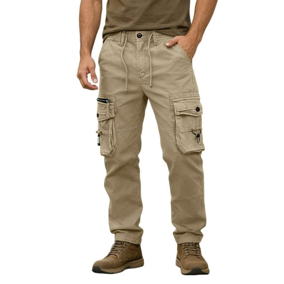 Men's Cargo Pants Casual Cargo Pants Fashion Solid Color Pocket Work ...