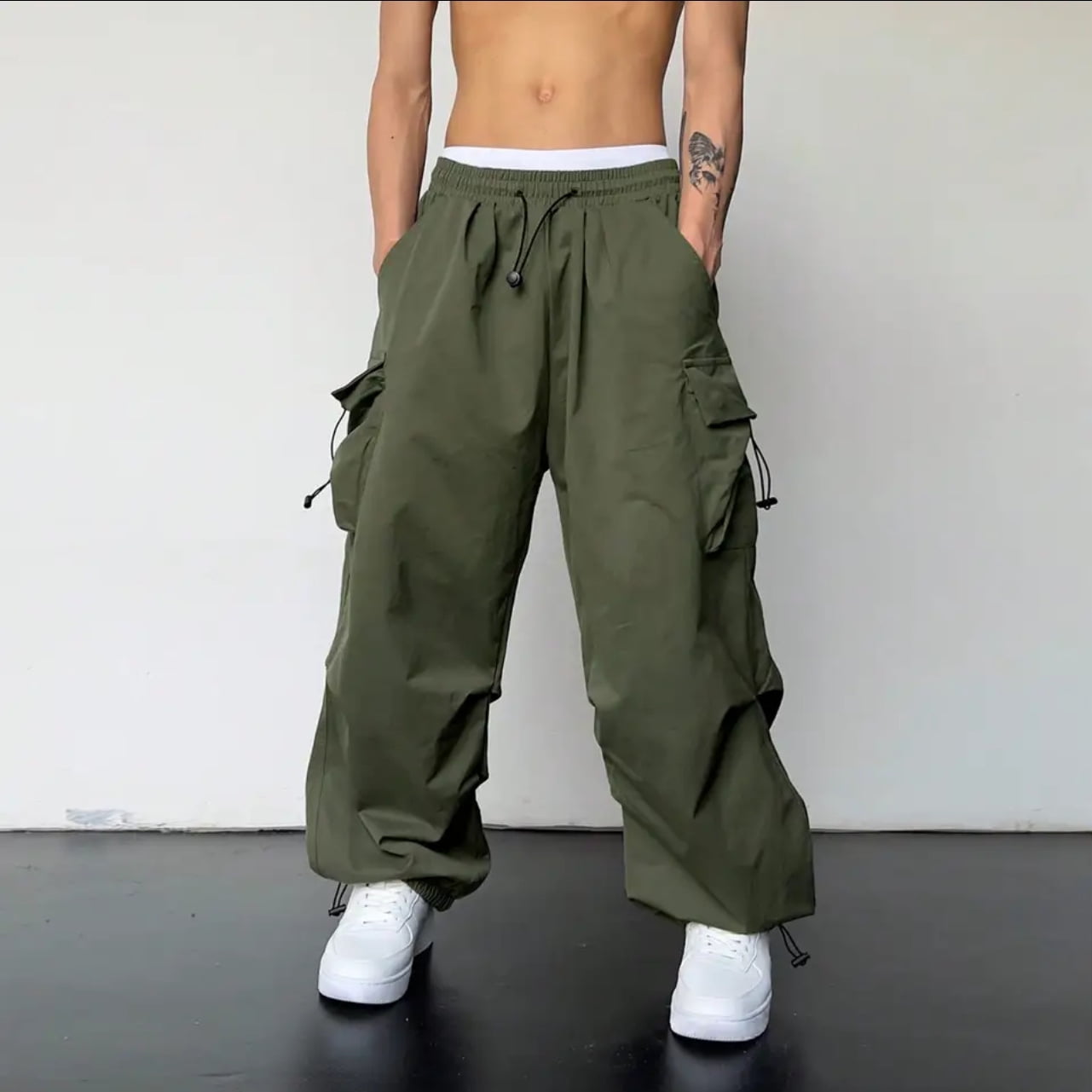 Men's Cargo Pants Casual Parachute Baggy Loose Fit Hip Hop Harem Pants Unisex Street Y2K ...