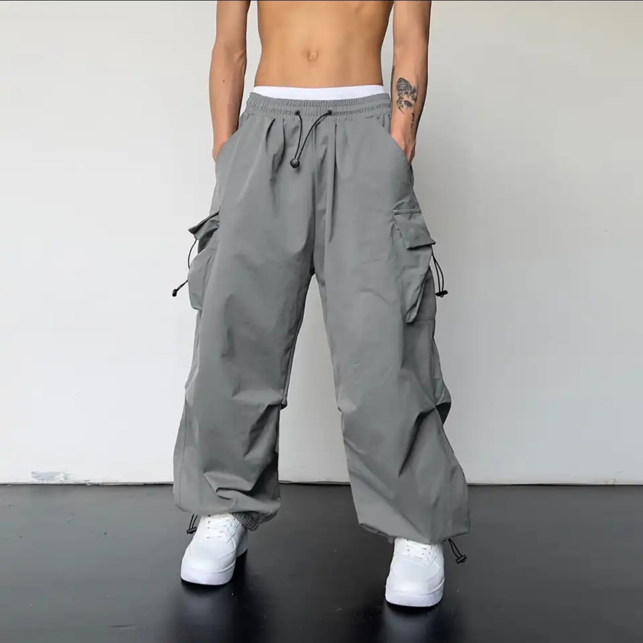 Men's Cargo Pants Casual Parachute Baggy Loose Fit Hip Hop Harem Pants Unisex Street Y2K ...