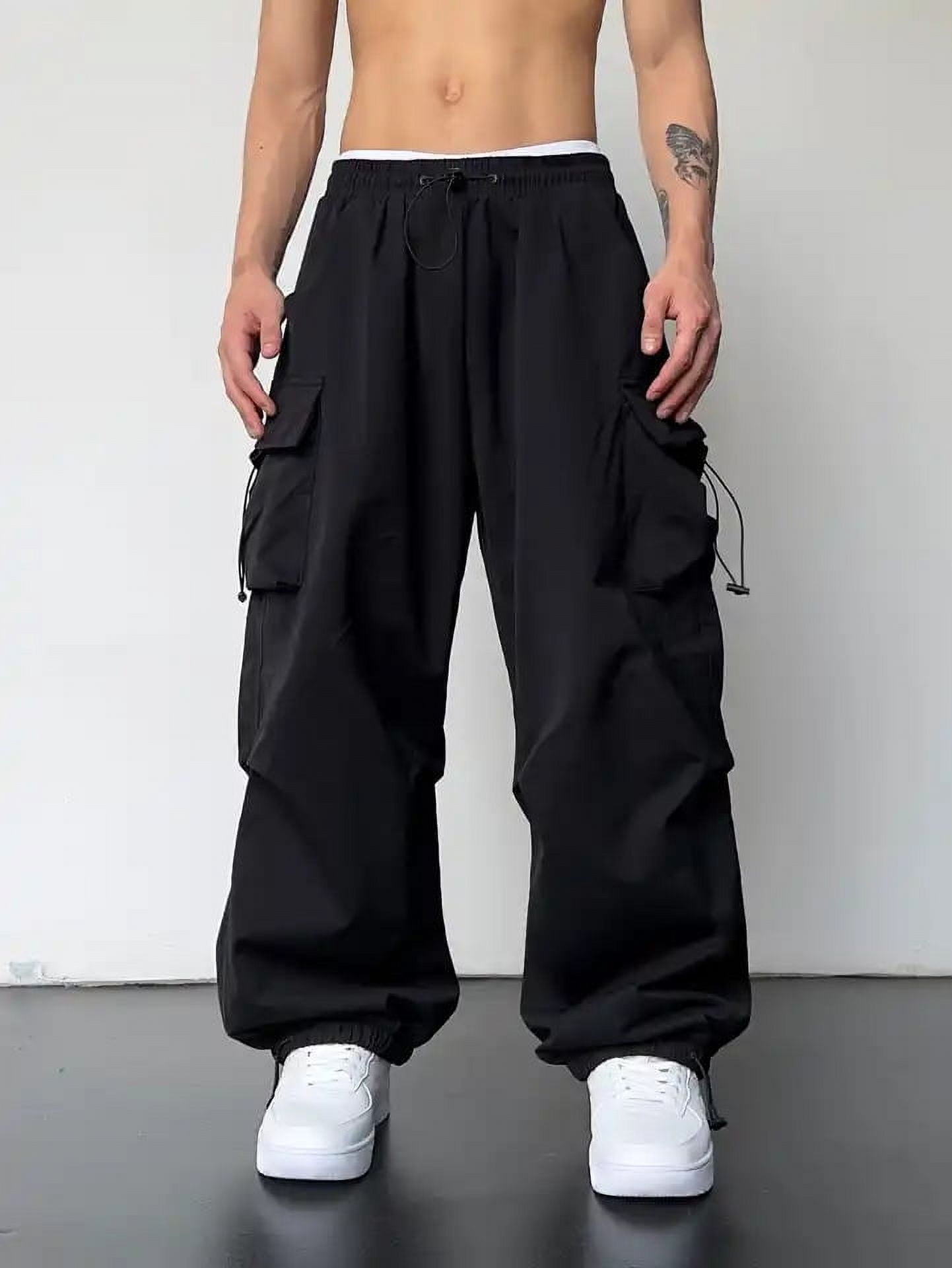 Men's Cargo Pants Casual Parachute Baggy Loose Fit Hip Hop Harem Pants Unisex Street Y2K ...