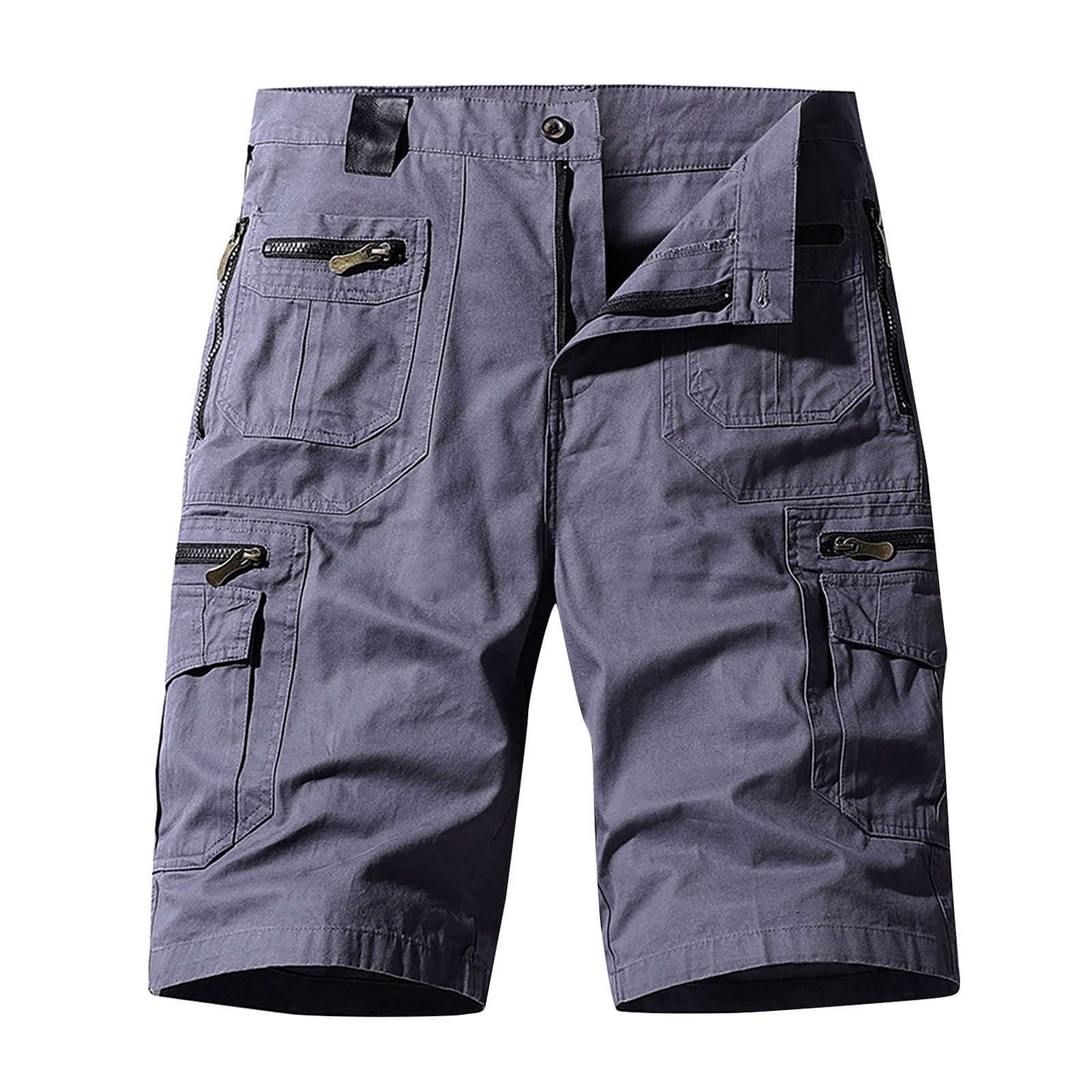 Men's Cargo Pants Male Casual Multi Straight Leg Outdoor Overalls Button Trousers Shorts Pocket ...