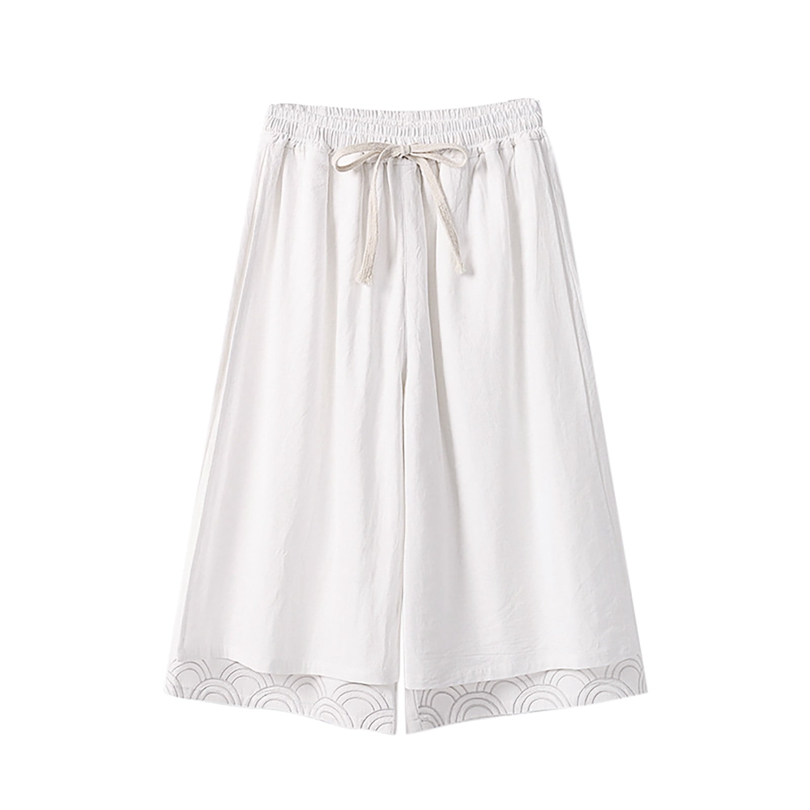 Men's Cargo Pants Summer Linen Casual Harlan Embroider Cotton Cropped ...