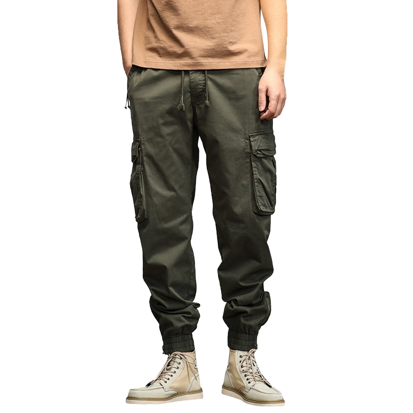 Men's Cargo Pants Work Pants Loose Fit Comfortable Elastic Waist ...