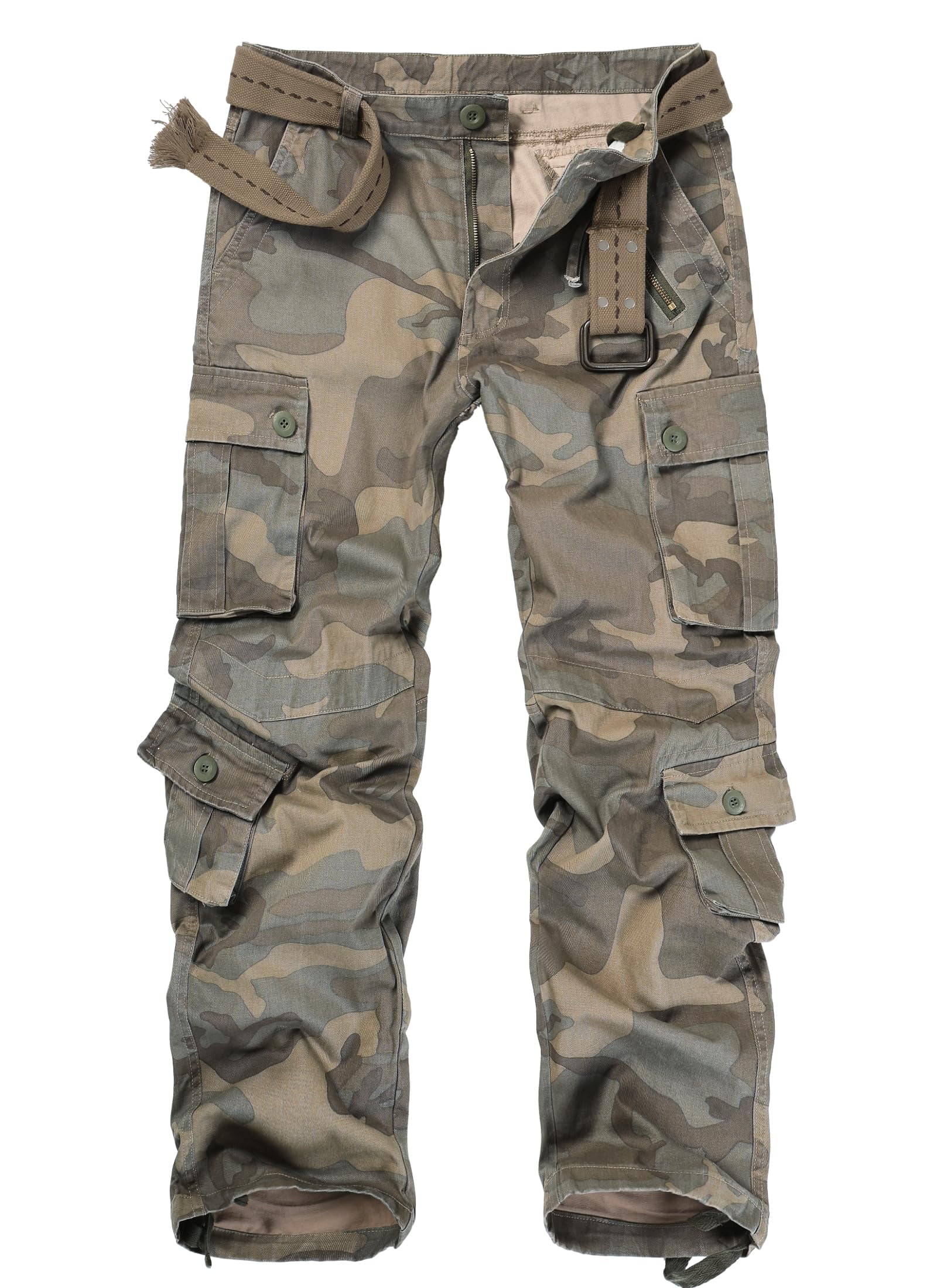 Men's Cargo Pants with 8 Pockets,Cotton Camo Pants Relaxed Fit Utility ...