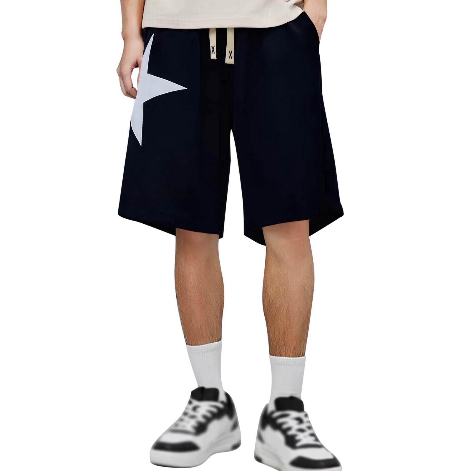 Men's Cargo Shorts 2025 Summer Star Print High Street Loose Vintage ...