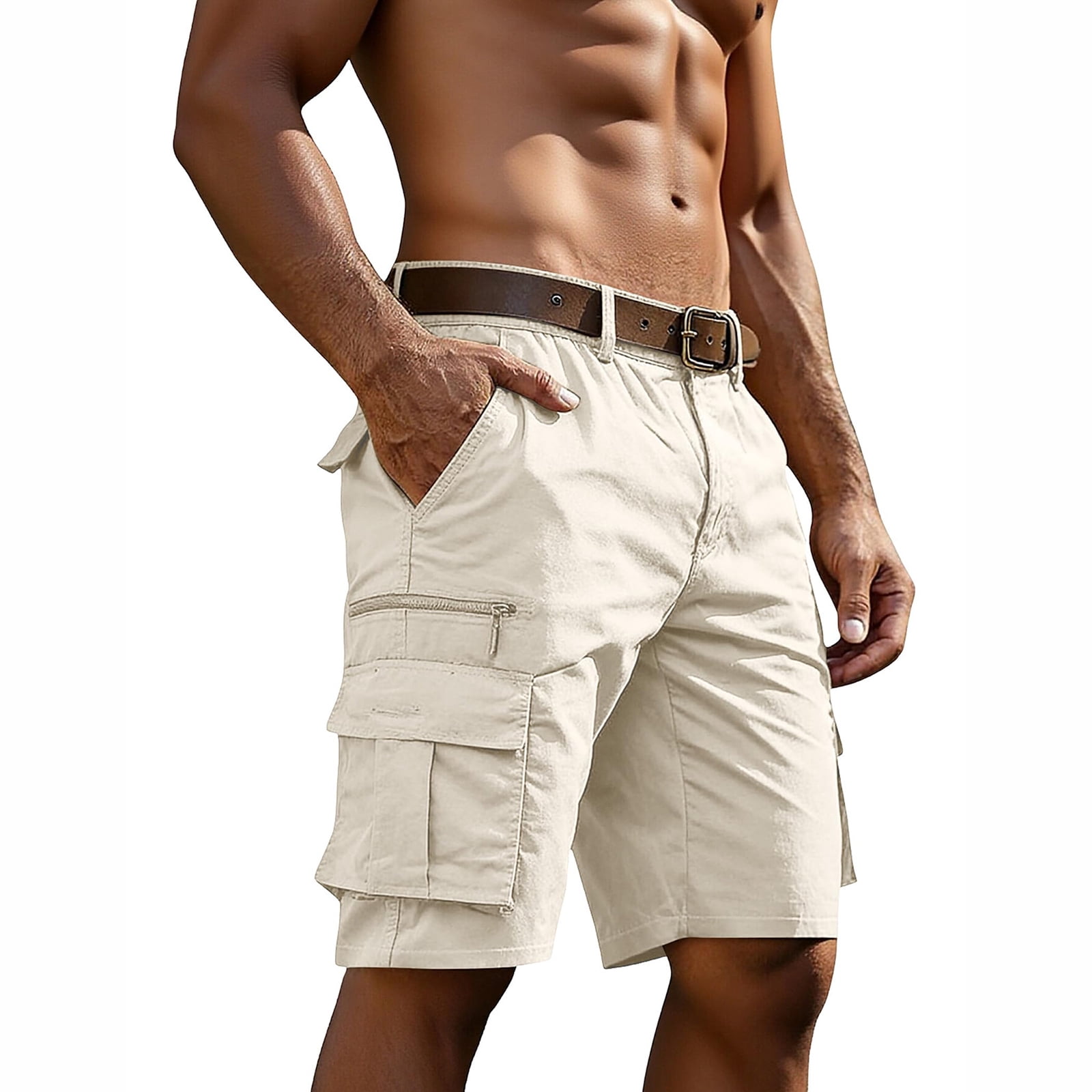 Men's Cargo Shorts Lightweight Knee Length Bermuda Shorts with Pockets ...