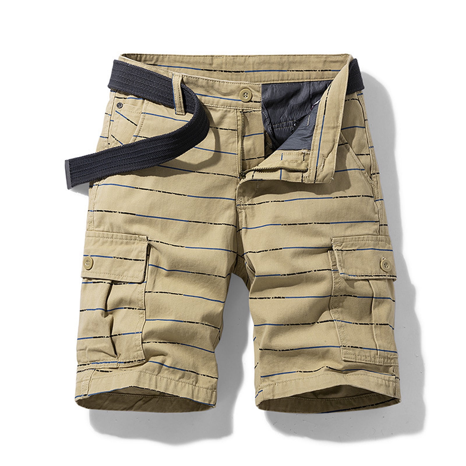 Men's Cargo Shorts, Men's Work Shorts, 5 Pocket Mid Waist Stripe Design ...