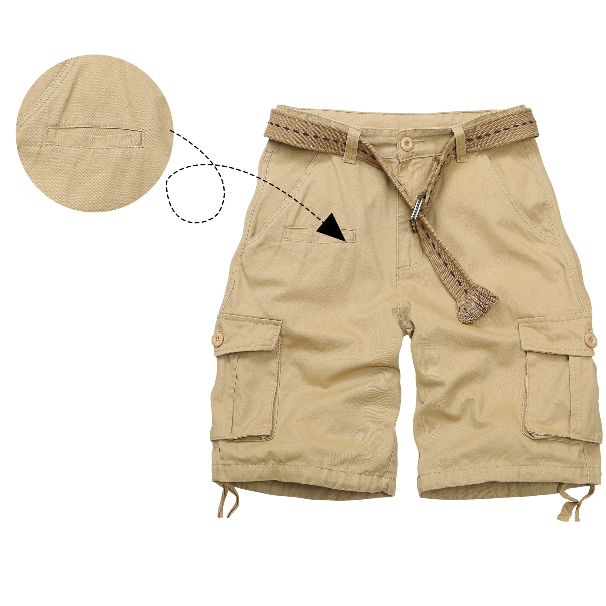 Men's Cargo Shorts with 7 Pockets, Non-tearable Comfy Cotton Camo ...
