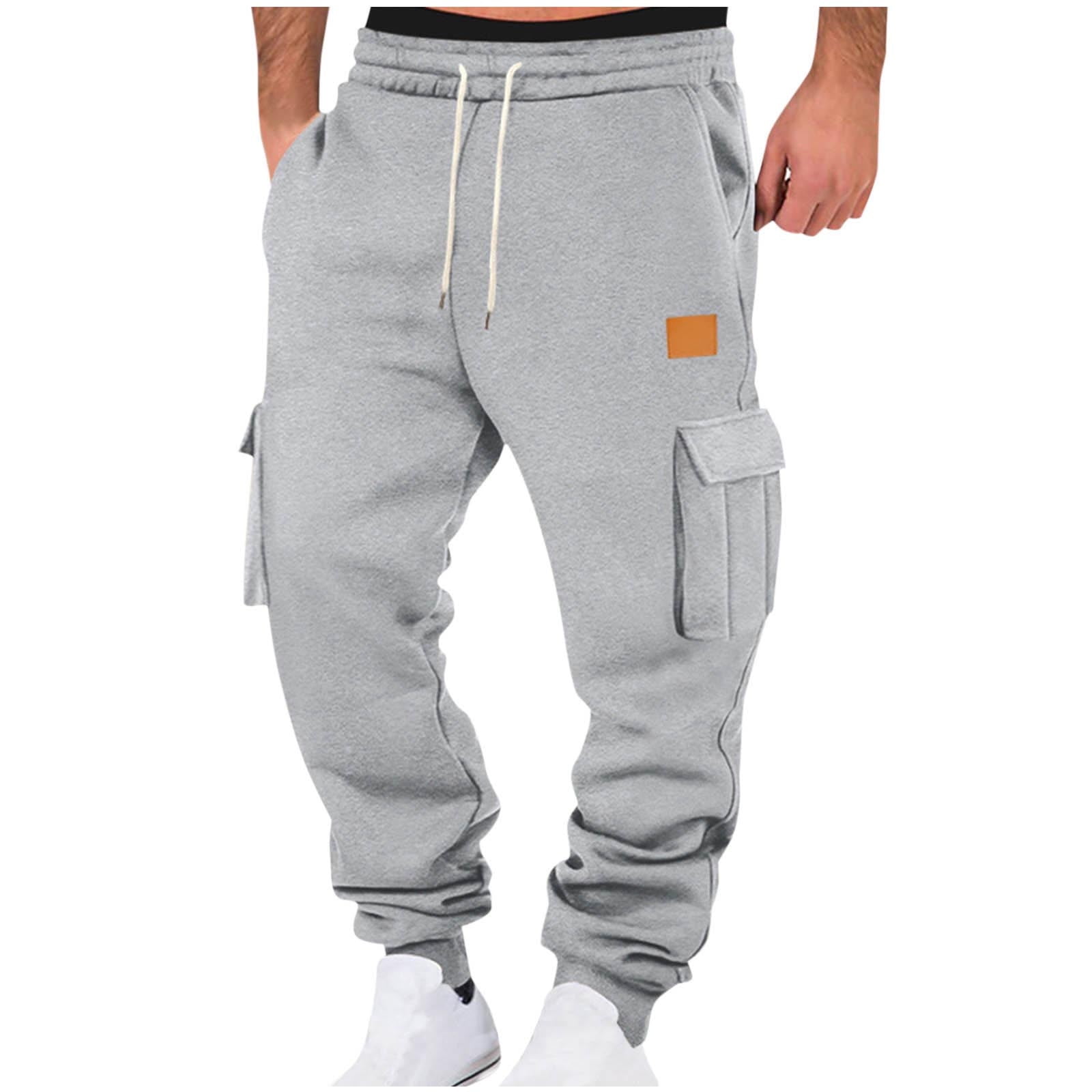 Men's Cargo Sweatpants Casual Tapered Joggers Drawstring Waist Athletic ...