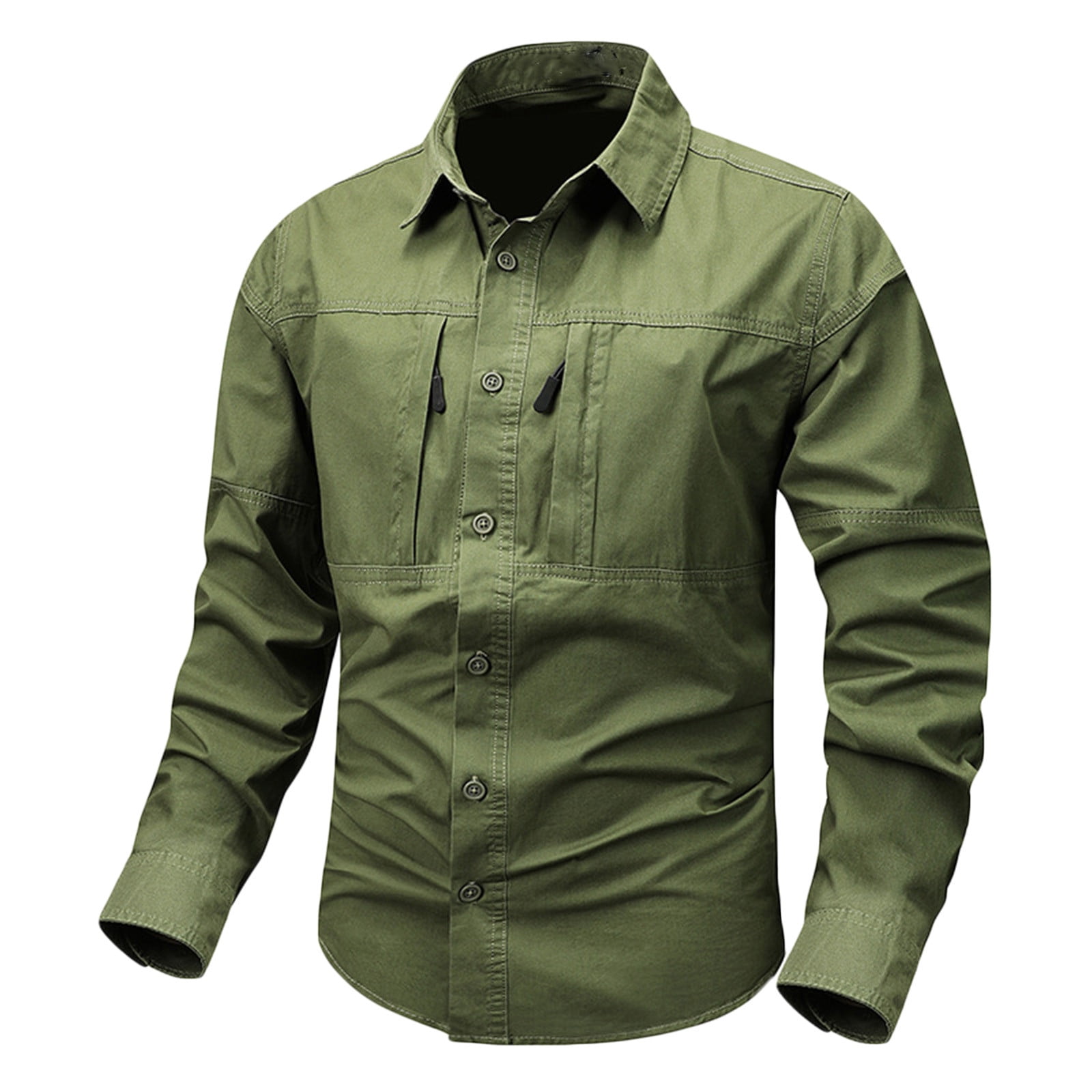Men's Cargo Work Shirt Long Sleeve Military Tactical Shirts Outdoor ...