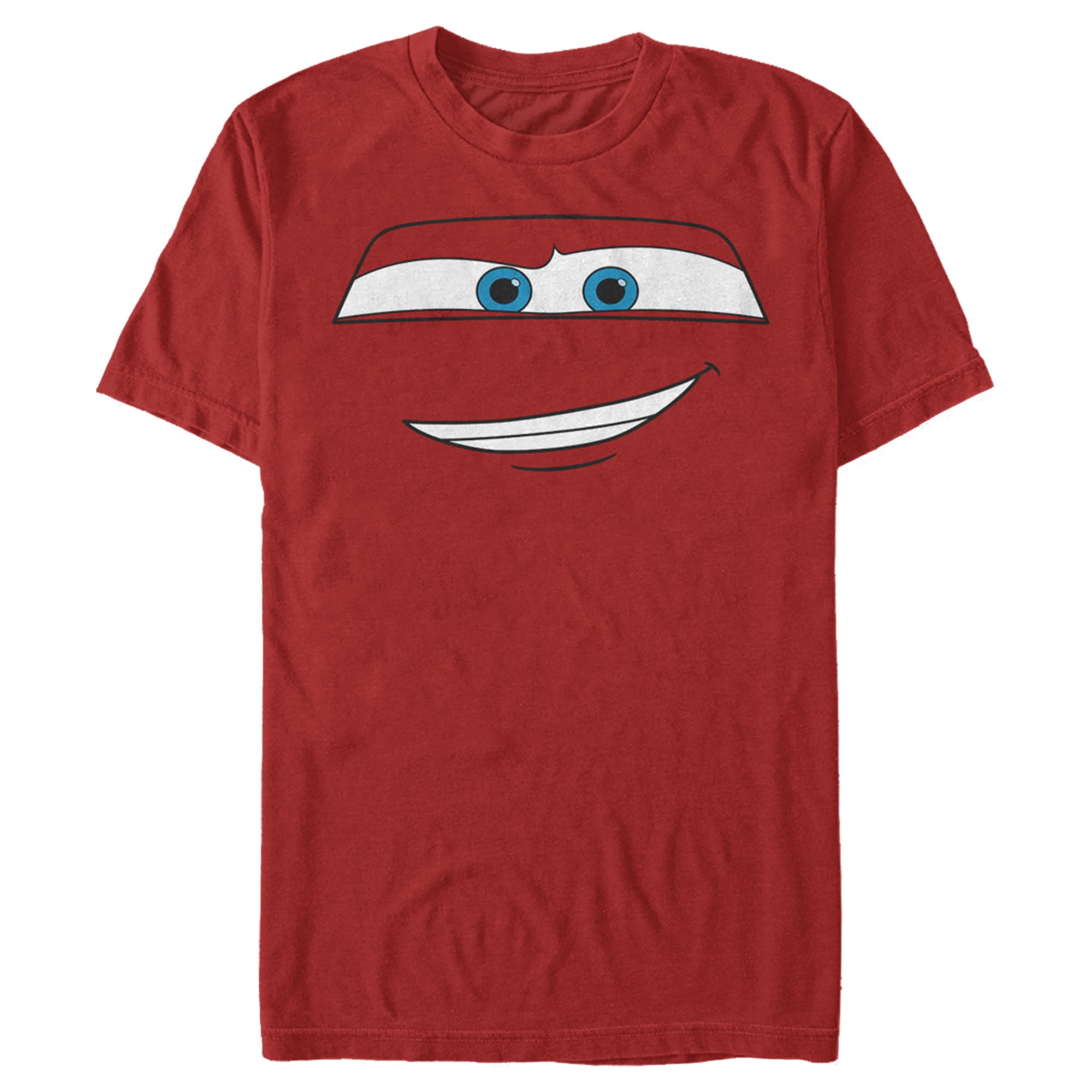 Disney Pixar Cars Men's Lightning McQueen Big Face Graphic Tee Red ...