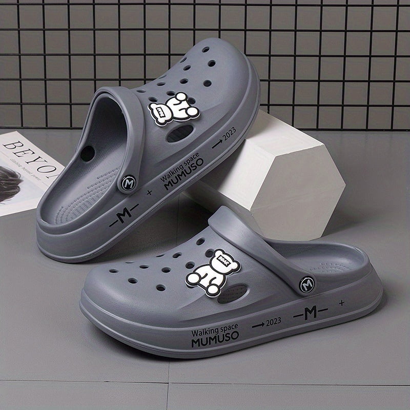 Men's Cartoon Bear EVA Comfortable Cloud Clogs, Out Non-Slip Platform ...