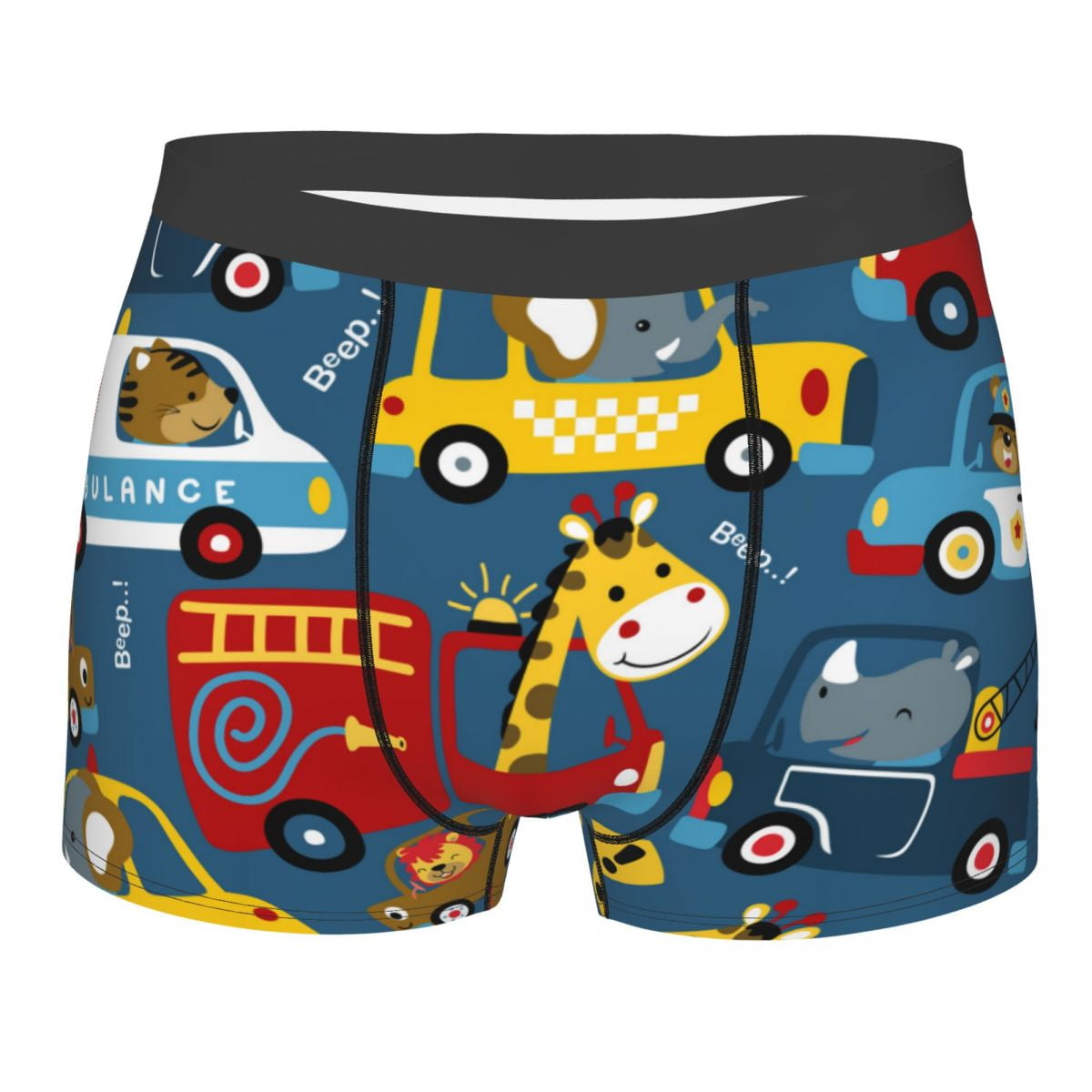 Men's Cartoon Cars Underwear Funny Drivers Shorts Comfortable Boxer ...