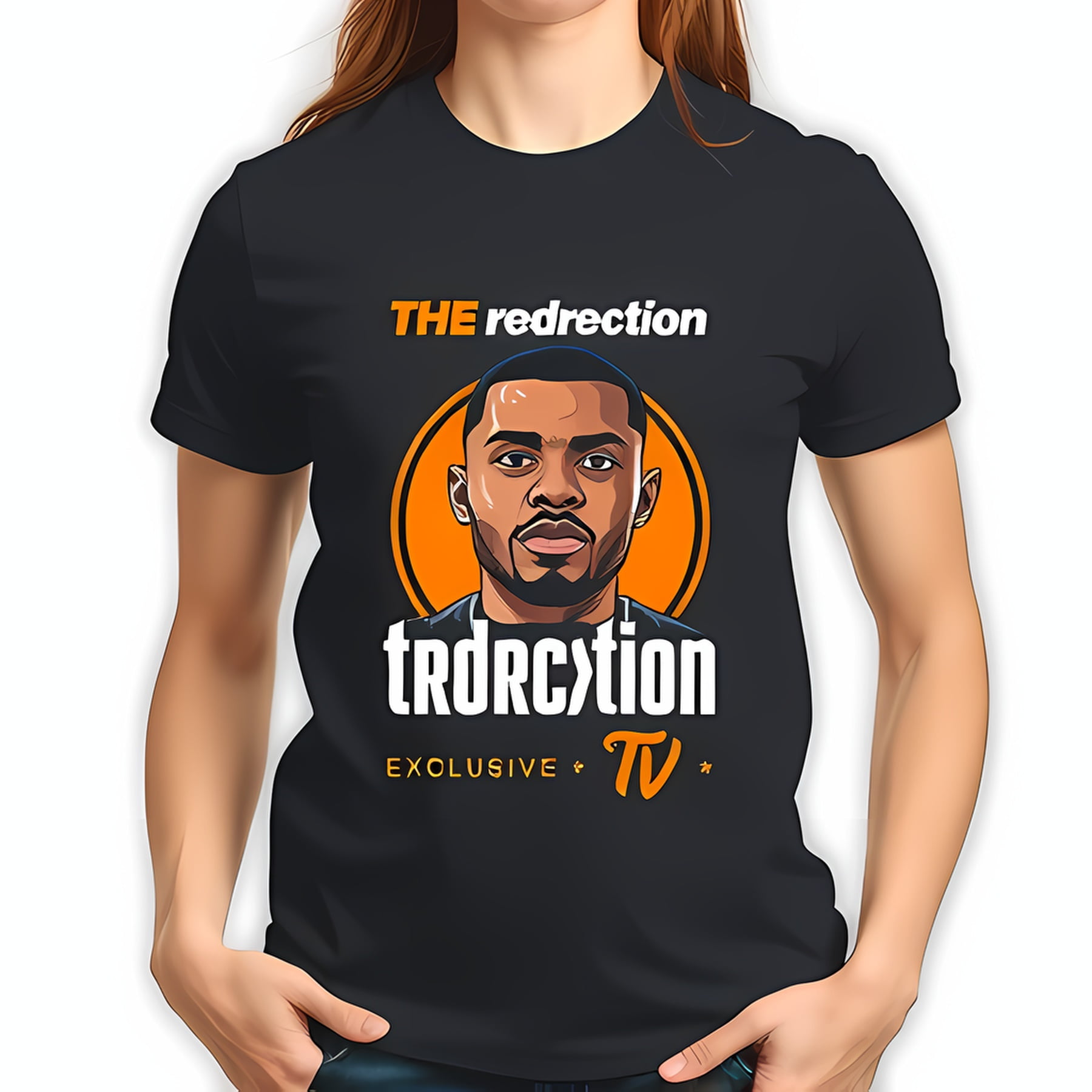 Men's Cartoon Face Graphic T-Shirt - Dark Navy Blue with 'trdrction ...