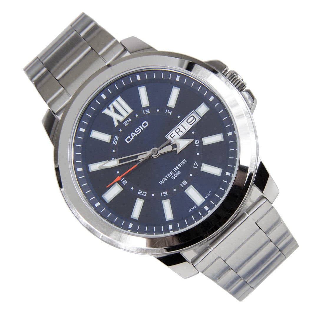 Men's Casio Blue Dial Stainless Steel 50 mm Watch MTPX100D-2EV MTPX100D ...