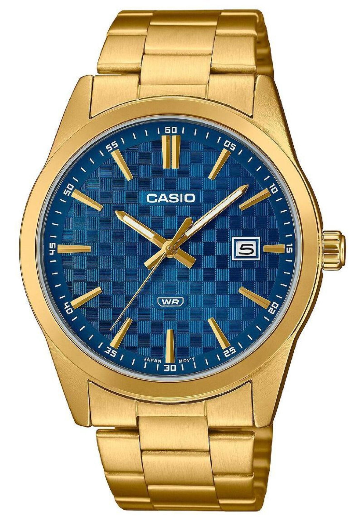 Men's Casio Classic Gold Tone MTP-VD03G Blue Dial Steel Watch MTPVD03G ...