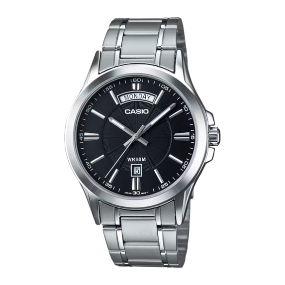 Casio Men's Black Dial Analog Watch Stainless Steel Bracelet - MTP ...