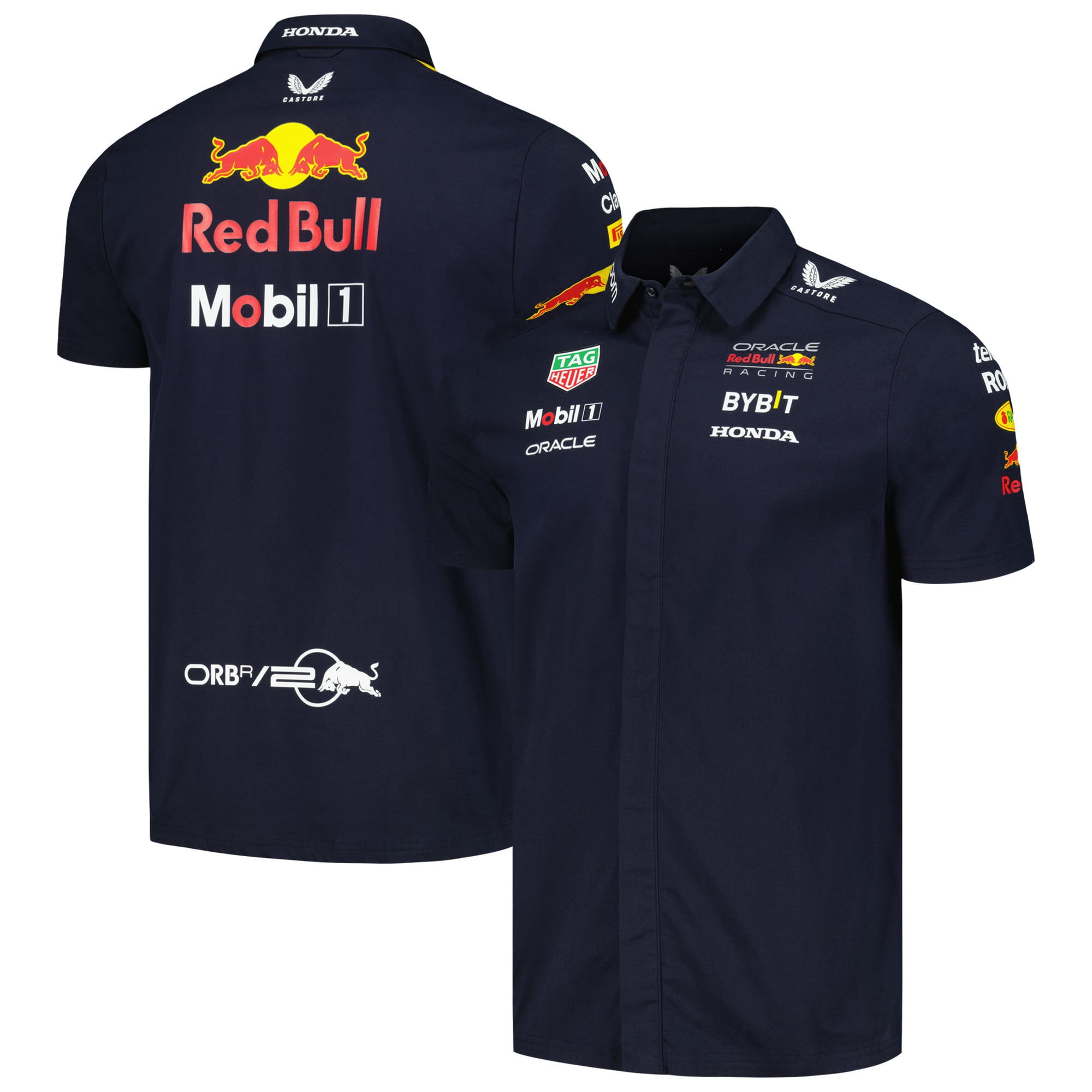 Men's Castore Navy Red Bull Racing 2024 Team Button-Down Shirt ...