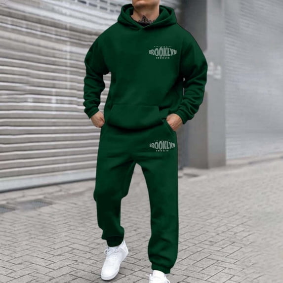 Men's Casual Active Tracksuits 2 Piece Solid Tracksuit Mens Sweatsuits ...