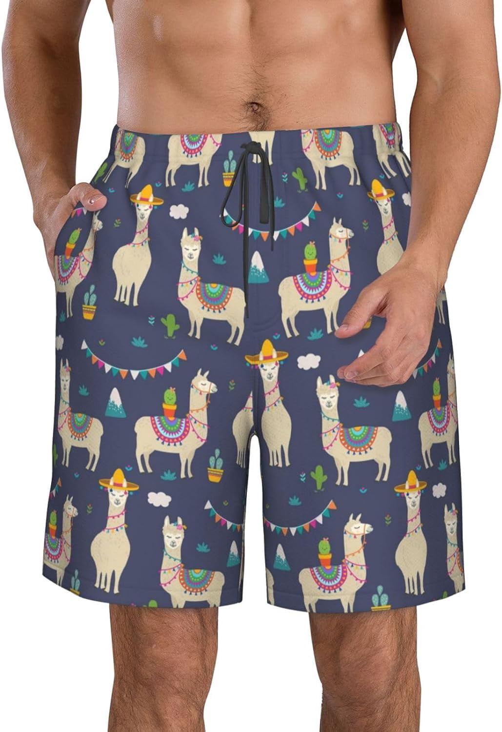 Men's Casual Alpaca Swim Trunks Flying Bees Summer Beach Shorts Casual ...