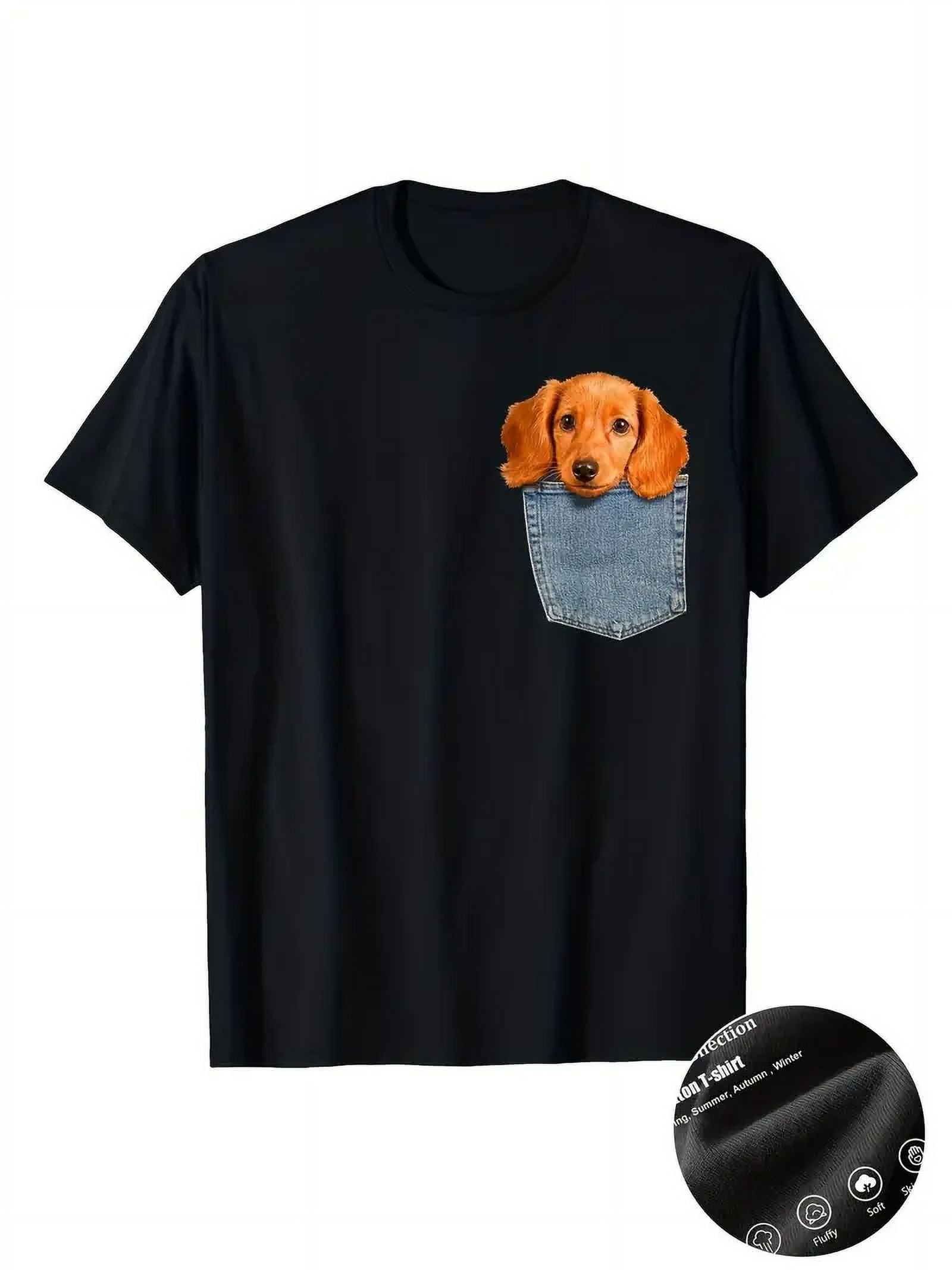 Men's Casual Beagle Pocket Graphic Tee - Cute Dachshund Print Cotton T-Shirt - Walmart.com
