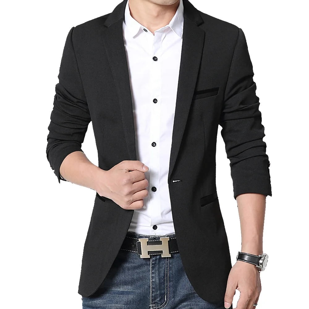 Men's Casual Blazer Jacket Slim Fit Sports Coat Business Suit Work ...