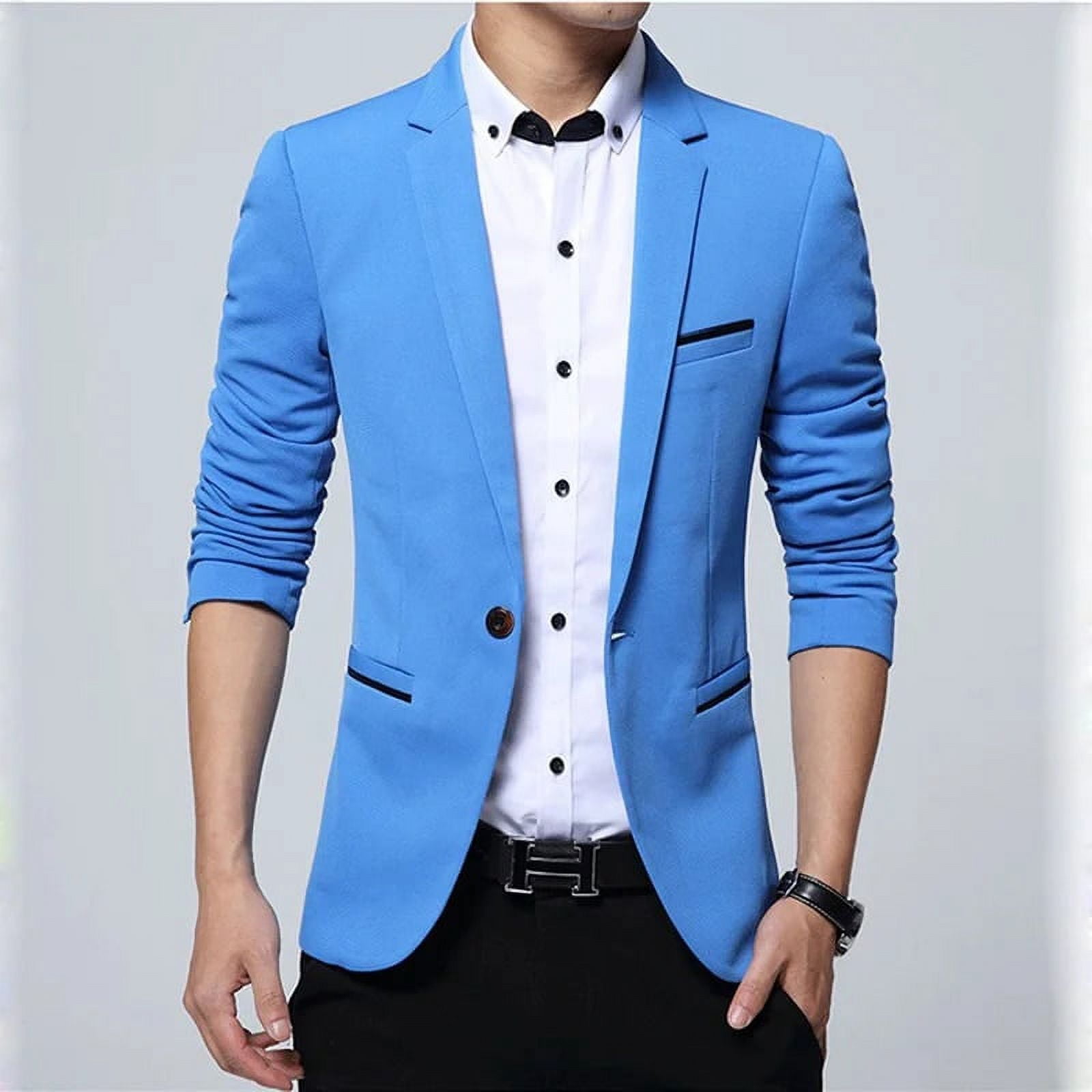 Men's Casual Blazer Jacket Slim Fit Sports Coat Business Suit Work ...